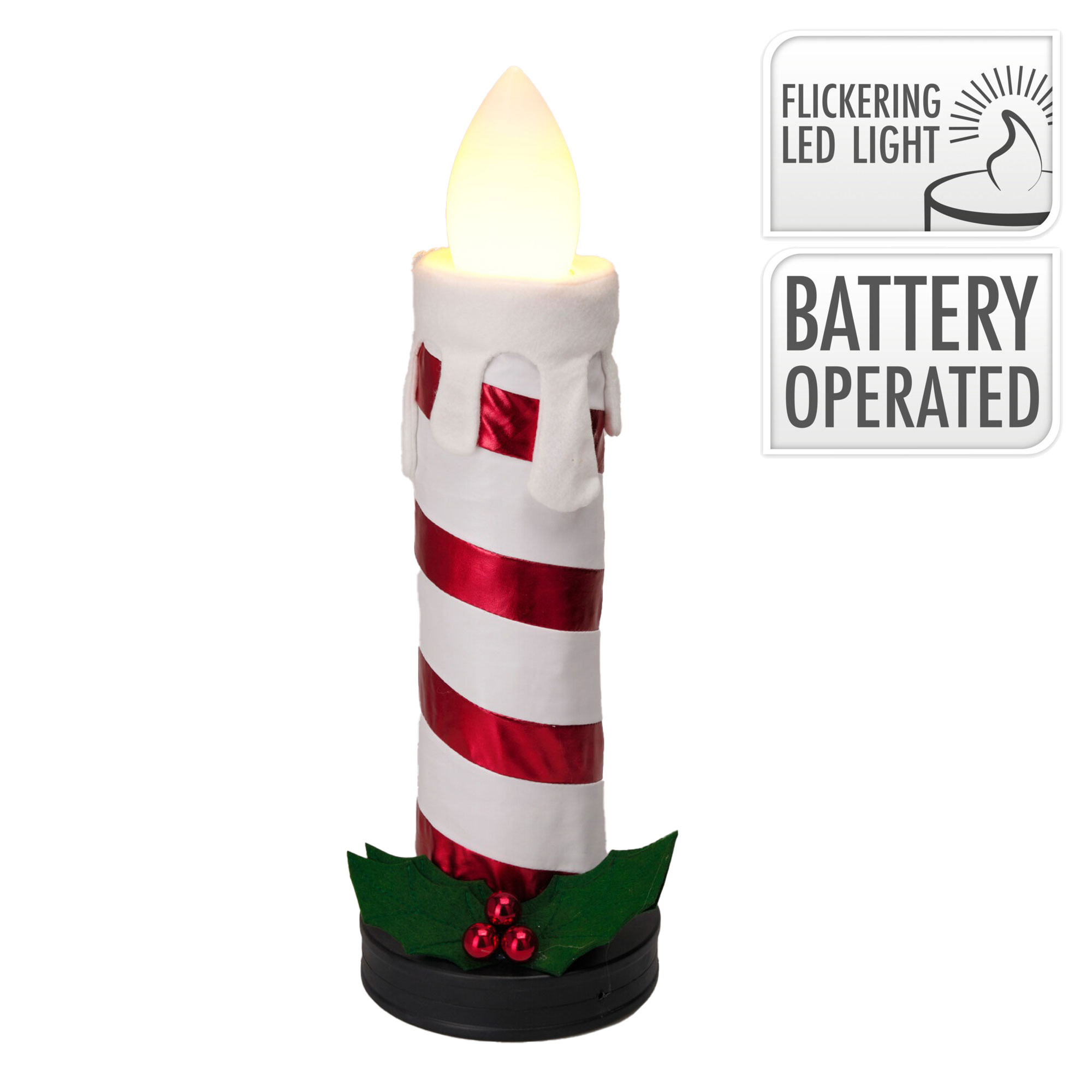 Jongeneel Verpakkingen. Inklapbare kaars 60 cm rood/wit met led verlichting