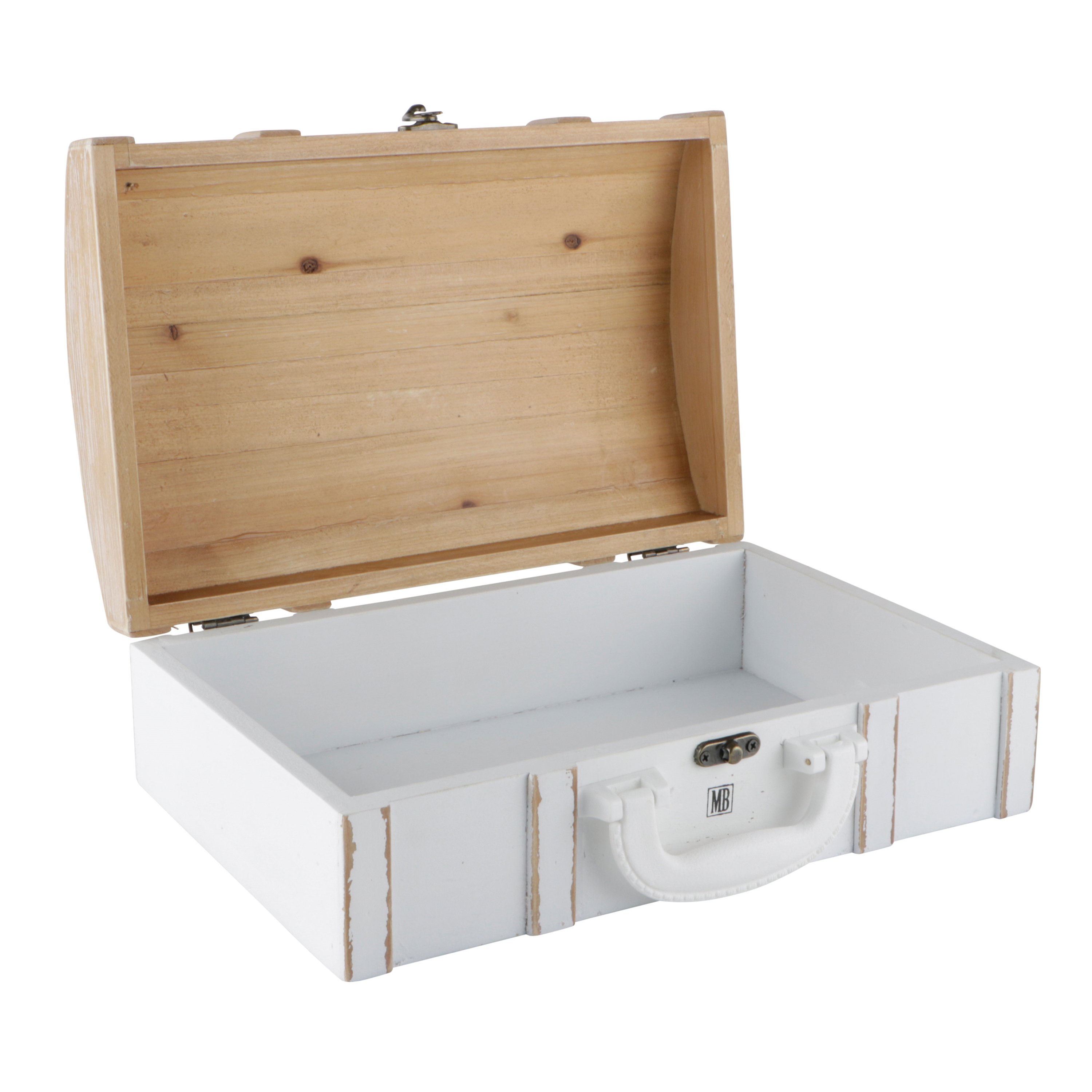 Jongeneel Verpakkingen. Houten koffer klein 30x20x11 cm wit/bruin