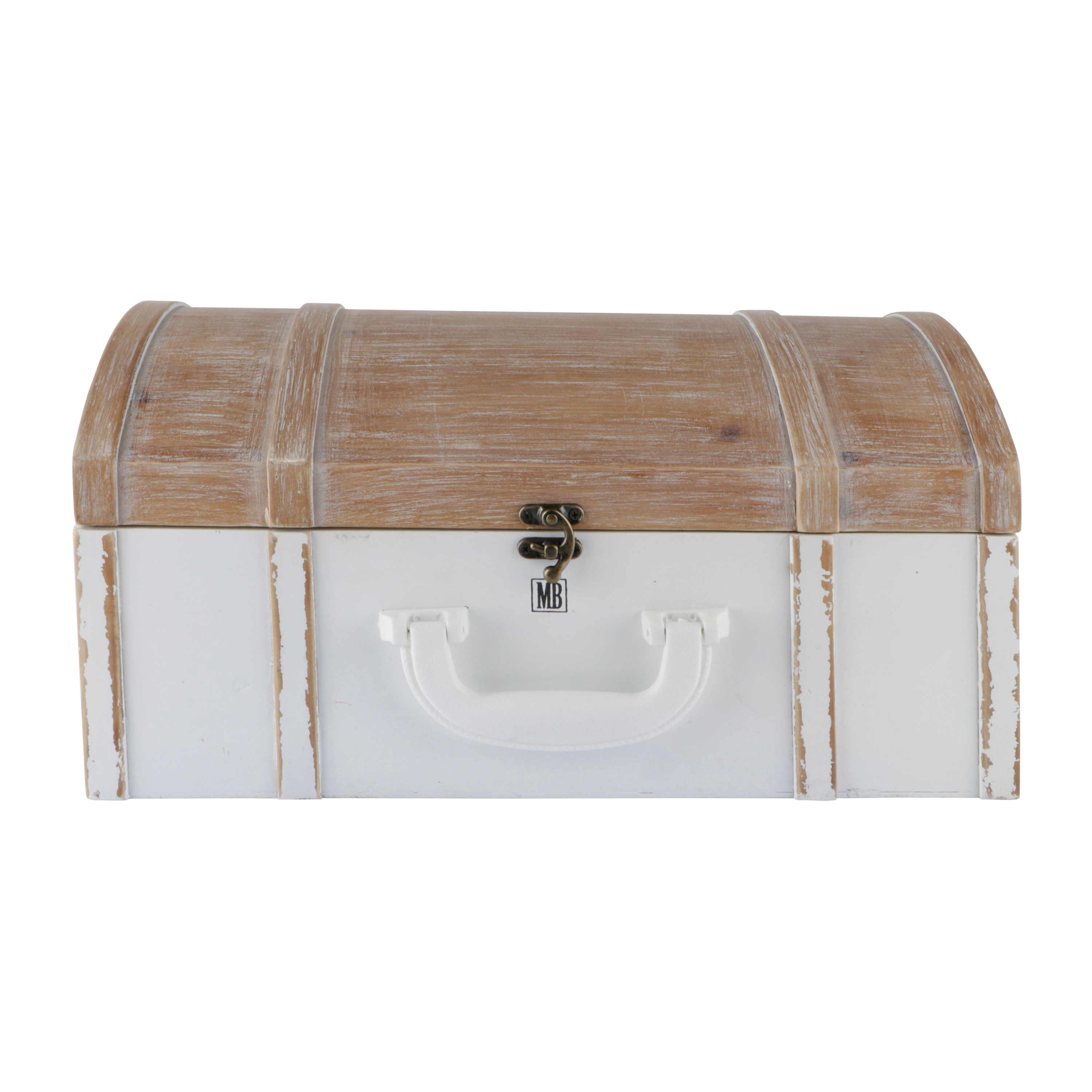 Jongeneel Verpakkingen. Houten koffer groot 40x28x19 cm wit/bruin