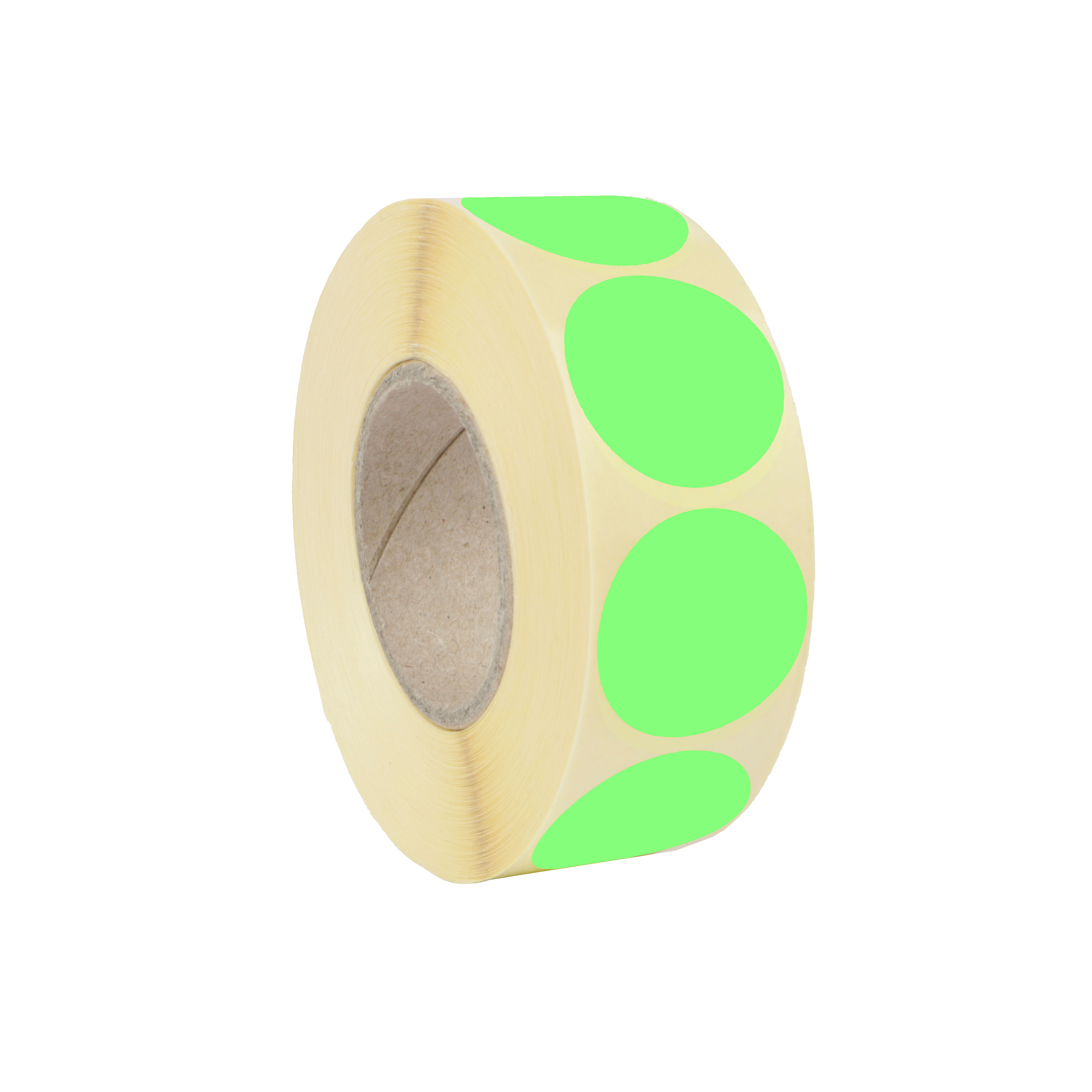 Jongeneel Verpakkingen. Rol à 1000 etiket 2,7 cm fluor groen